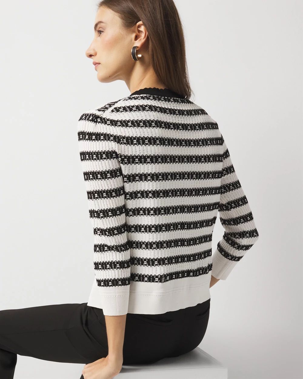 Textured Striped Sweater Cardigan | White House Black Market